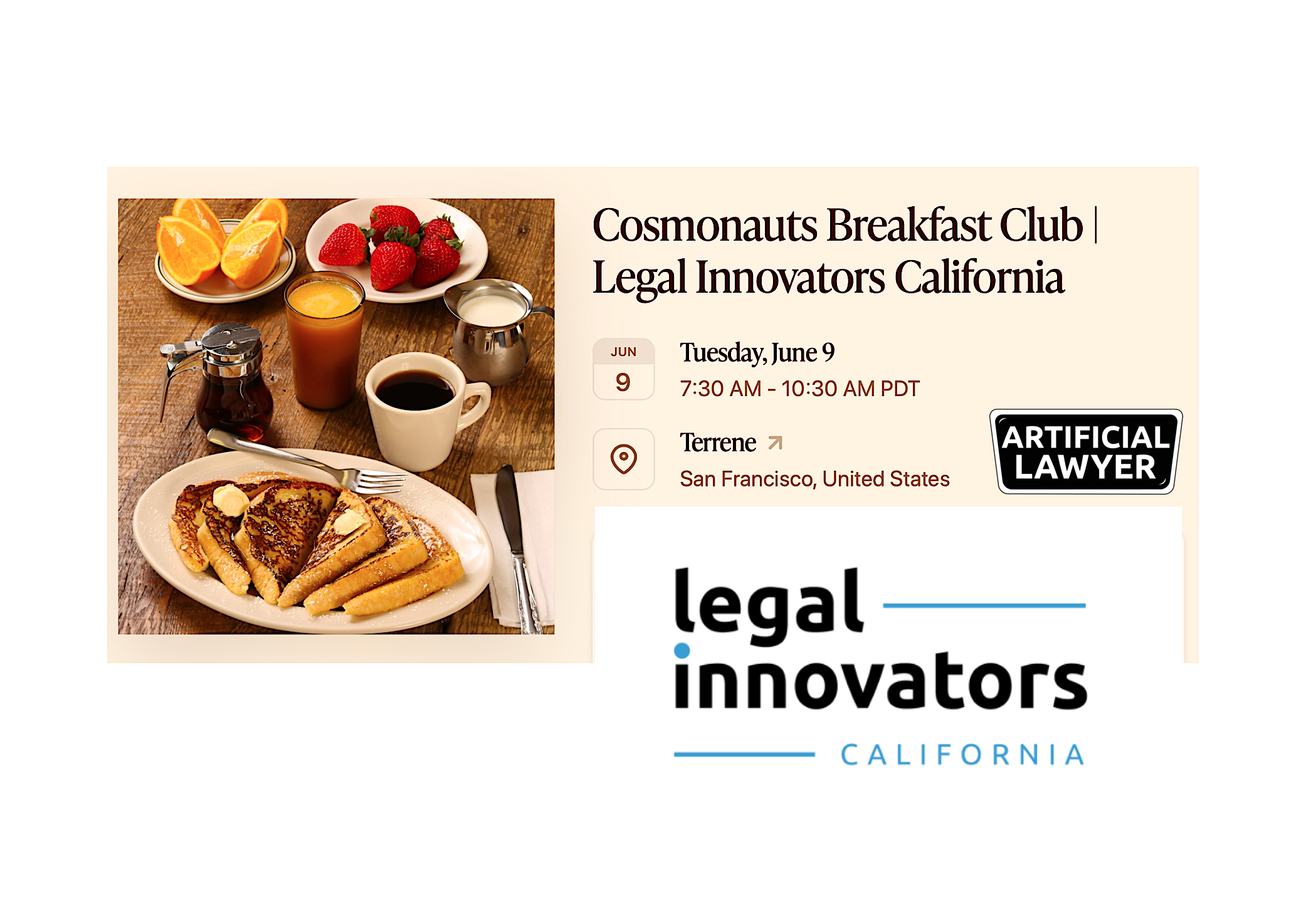 Legal Innovators California Breakfast – June 9 – Artificial Lawyer